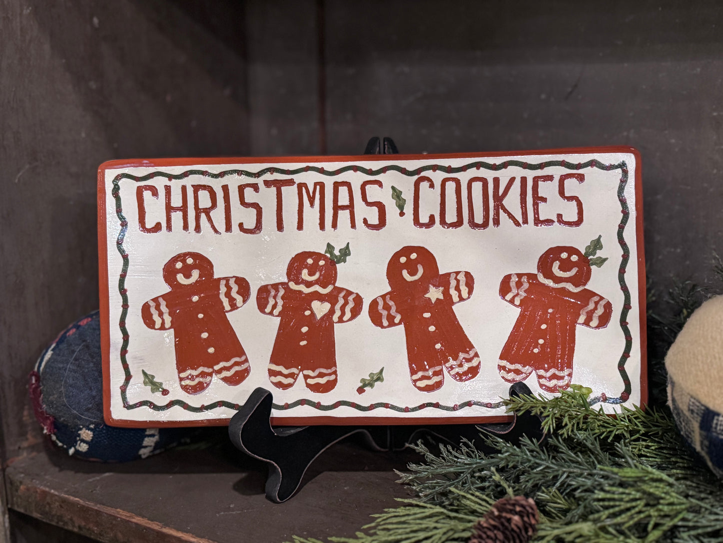 Red Oaks Rectangle Christmas Cookies Plate Winter – Pine Cone Gift Shoppe